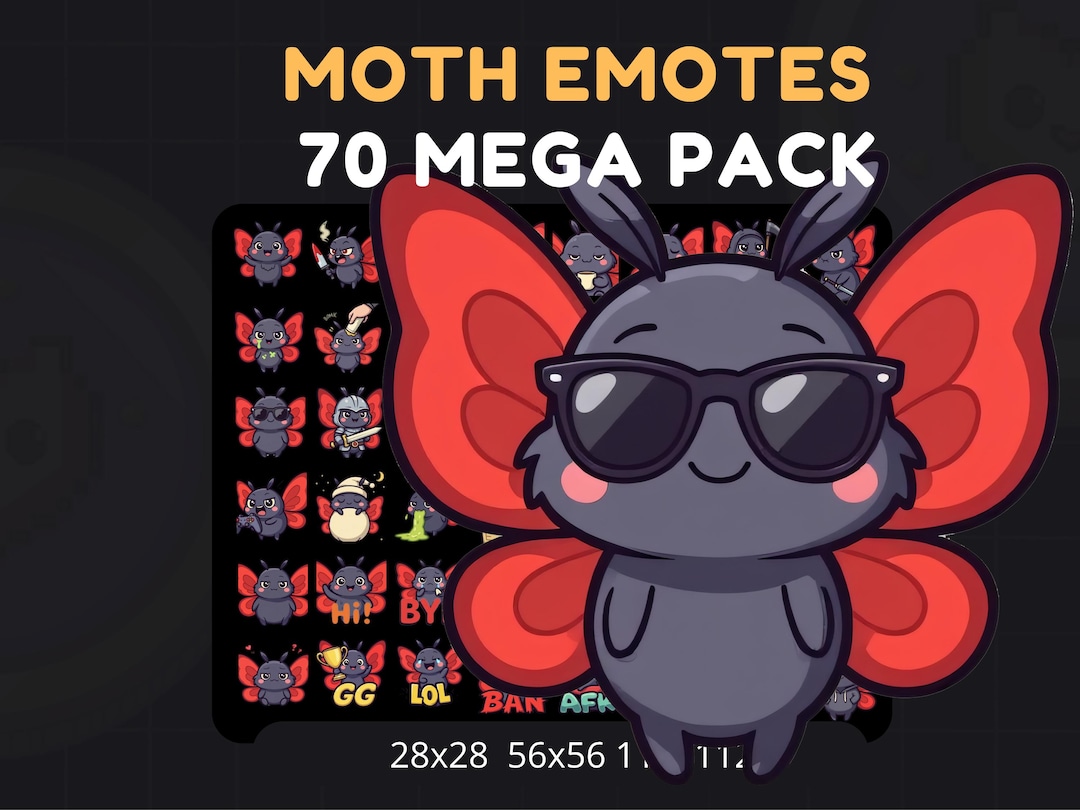 70 Cute Moth Emotes Pack for Twitch & Discord, Twitch Emoji, Stream ...