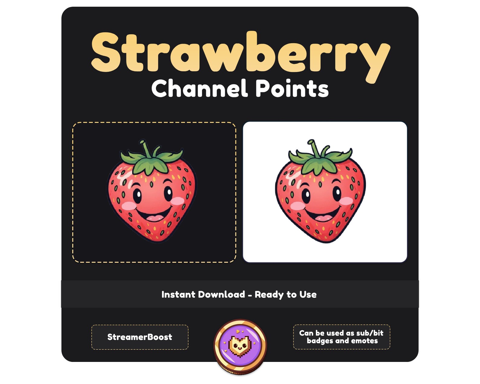 Strawberry Twitch Channel Point / Emote / Emojis / Flair / Kawaii PNG ...