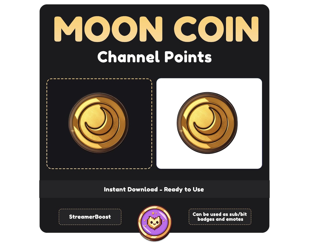 Moon Coin Channel Points Icon (gold) - Moon Coin Emote for Twitch ...