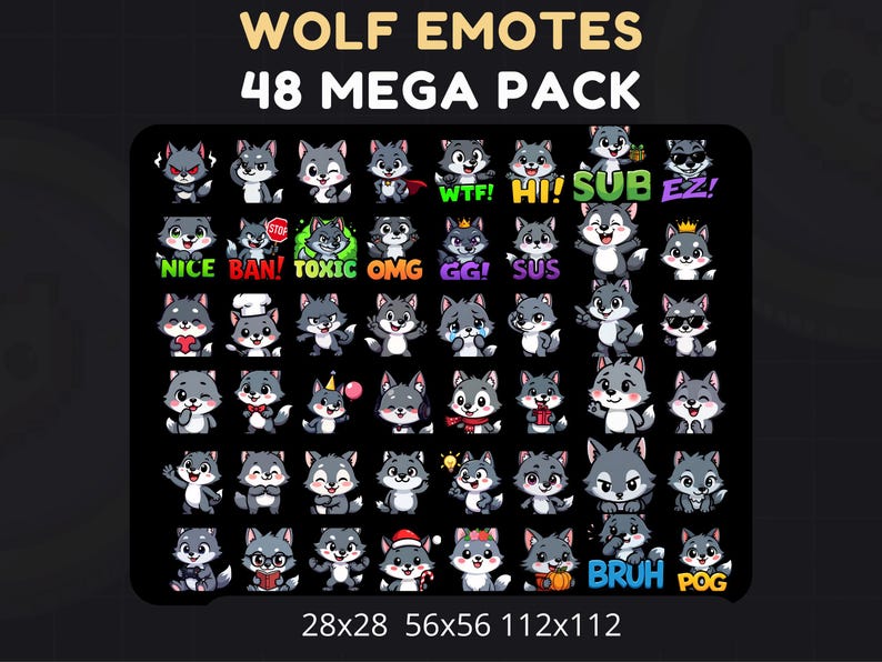 48 Gray Wolf Emotes for Twitch, Discord, and Streaming - Etsy