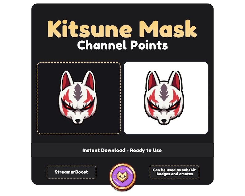Kitsune Mask Twitch Channel Points Icon Mystical Fox Mask Emote ...