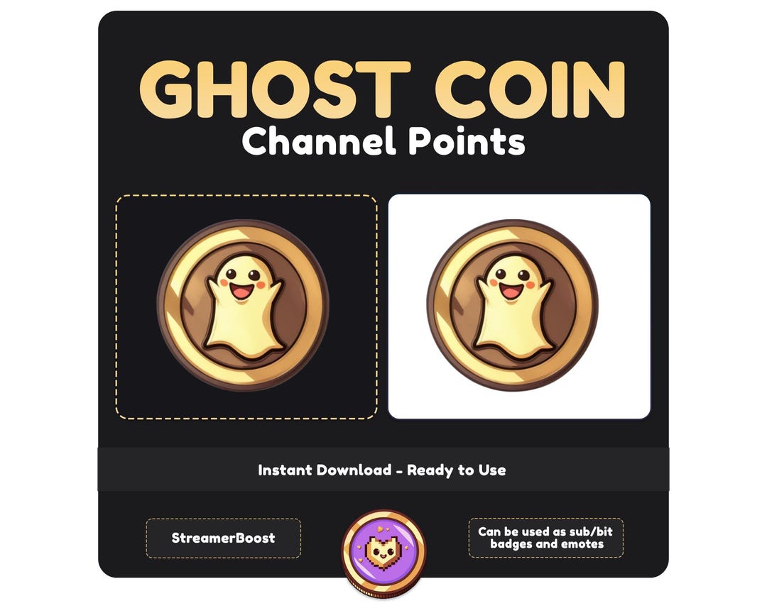 Kawaii Ghost Coin Emote: Spooky Twitch Channel Points (digital Download ...