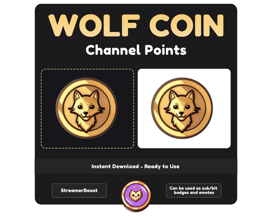 Wolf Coin Emote Coin Emote Animal Emotes Twitch Channel Point Howling ...