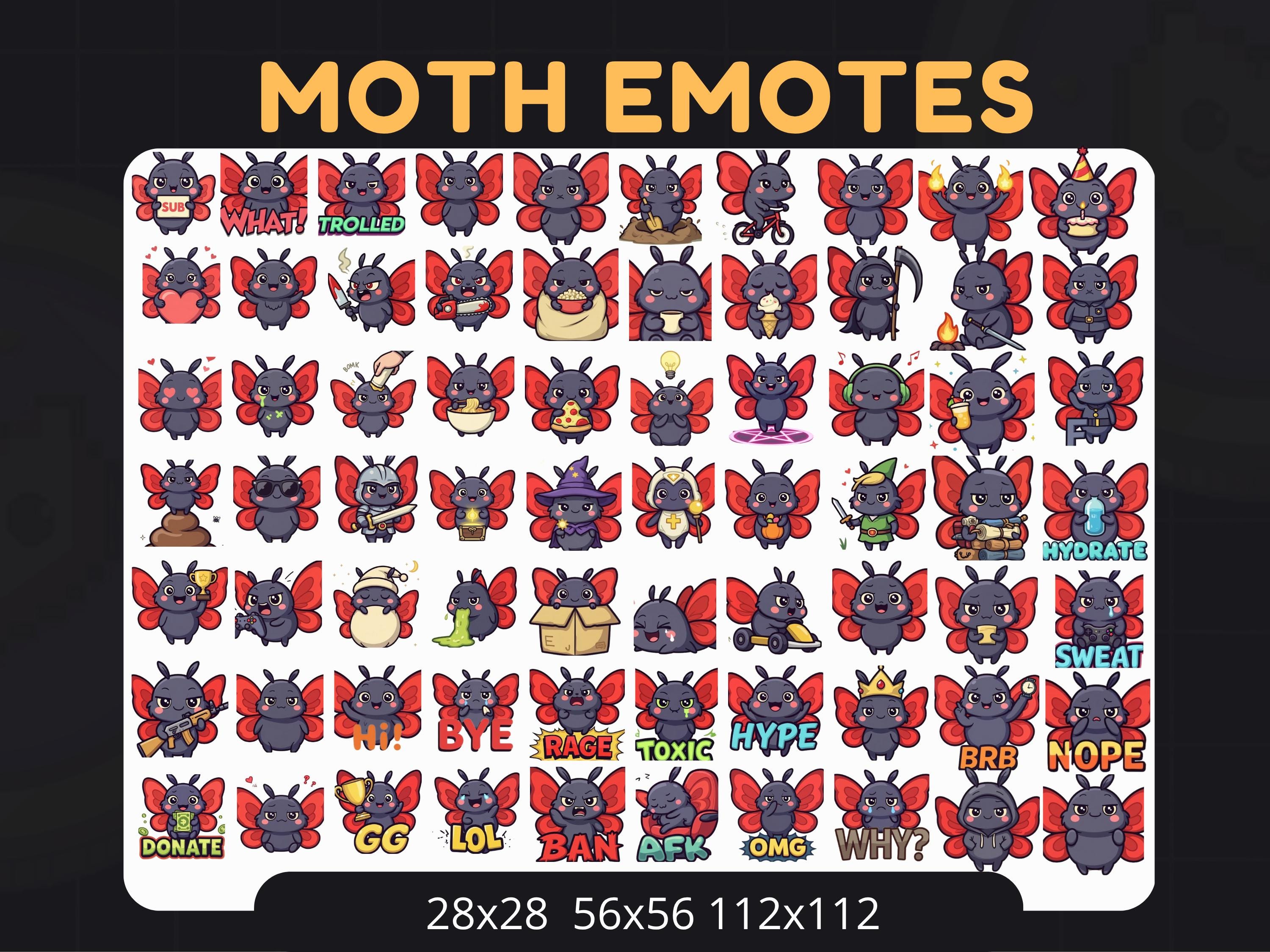70 Moth Emotes Pack - Etsy