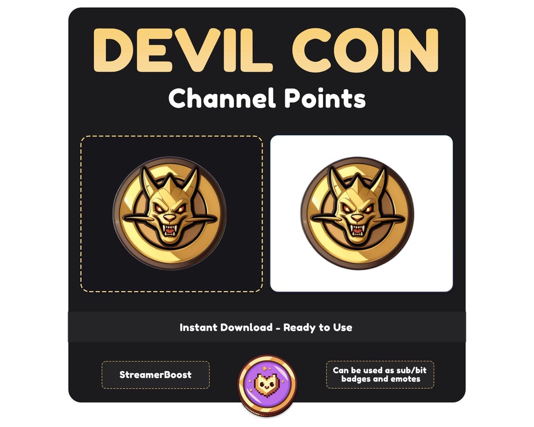 Demon Coin Channel Points Icon, Devil Emote for Twitch Streamers - Etsy