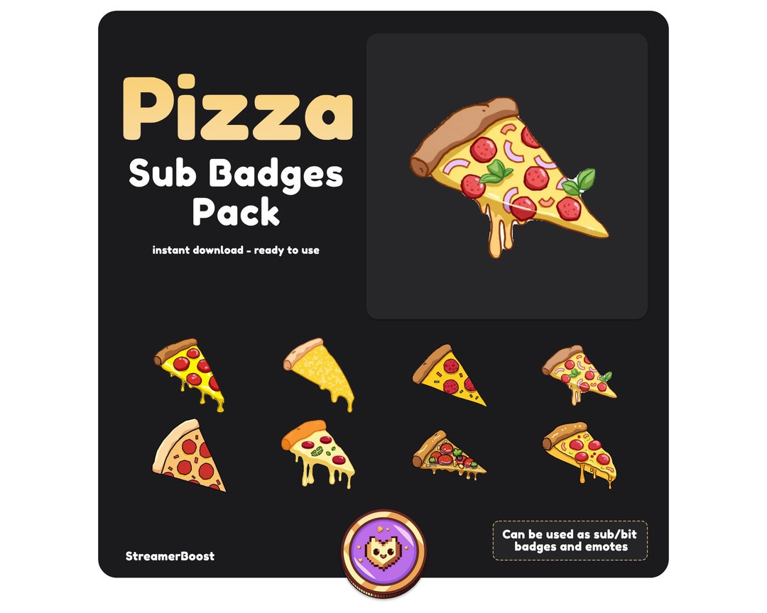 Pizza Twitch Sub Badges 8x Twitch Pizza Emote Food Emote Kawaii Emote ...