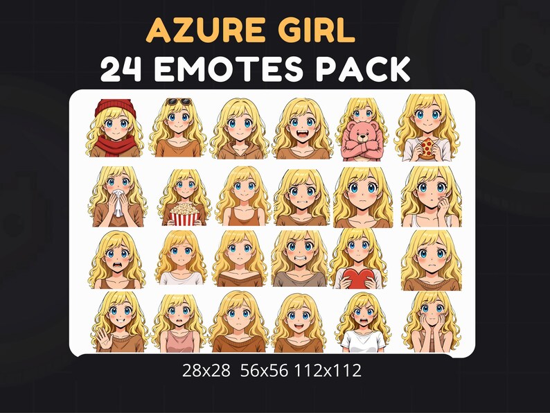 Azure Anime Girl Emotes Pack, Stream Assets - Etsy