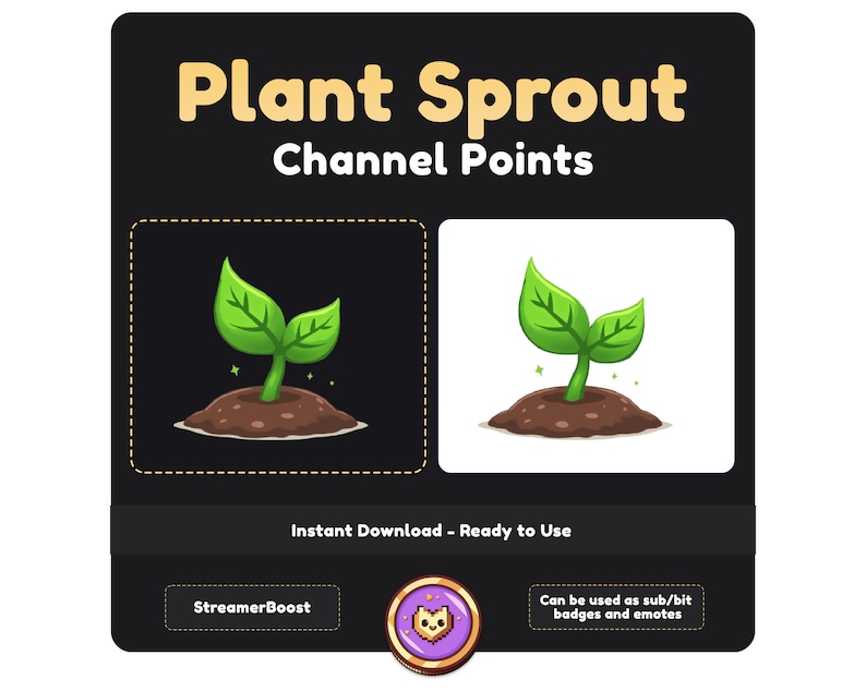 Plant Sprout Twitch Channel Point Emote Nature-themed Twitch Icon Green ...
