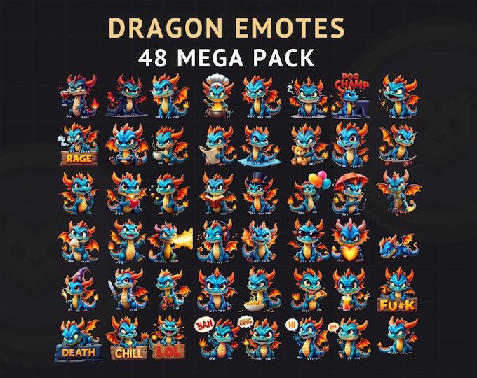 36 Twitch Emotes | Black Dragon Mega Pack | Dnd Emotes | Emote Pack ...