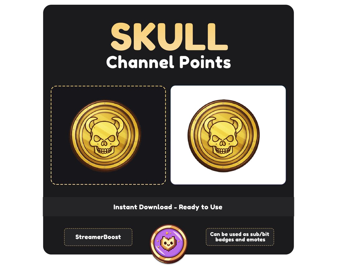 Skull Twitch Emote (gold) | Coin Emotes | Twitch Emoji | Channel Points ...
