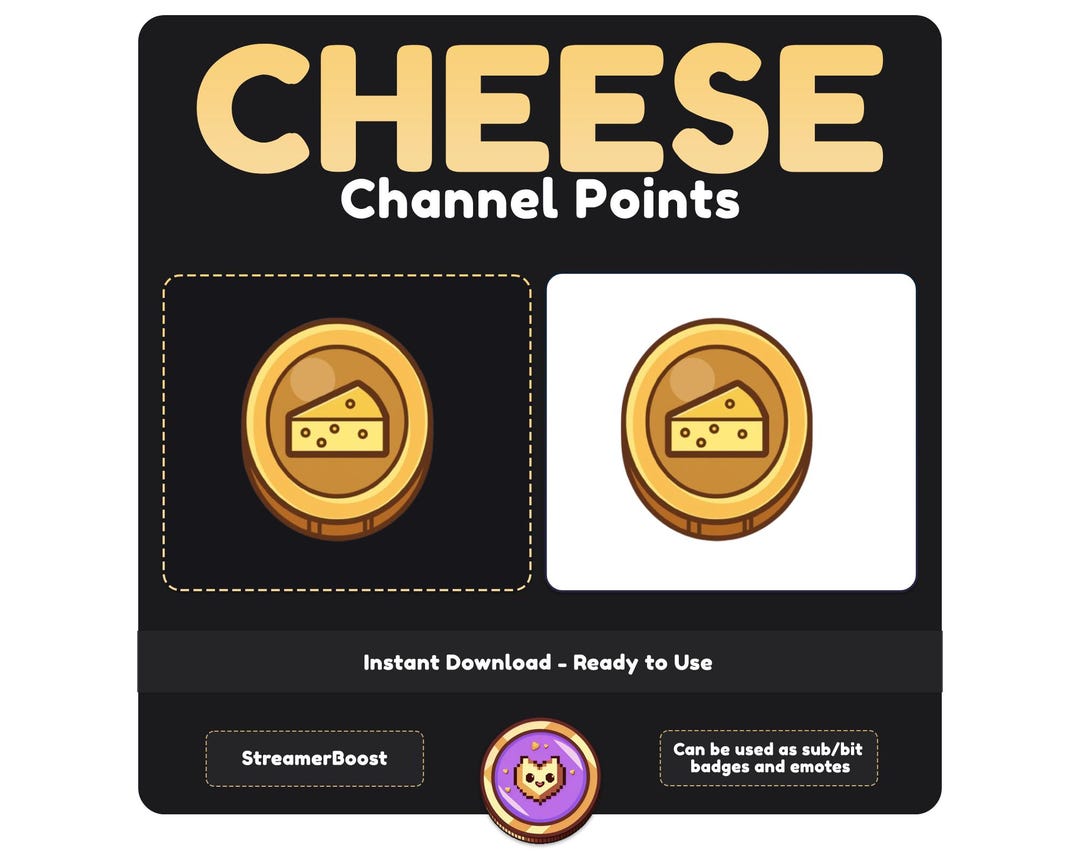 Kawaii Cheese Coin Emote: Twitch Channel Points Icon (digital Download ...