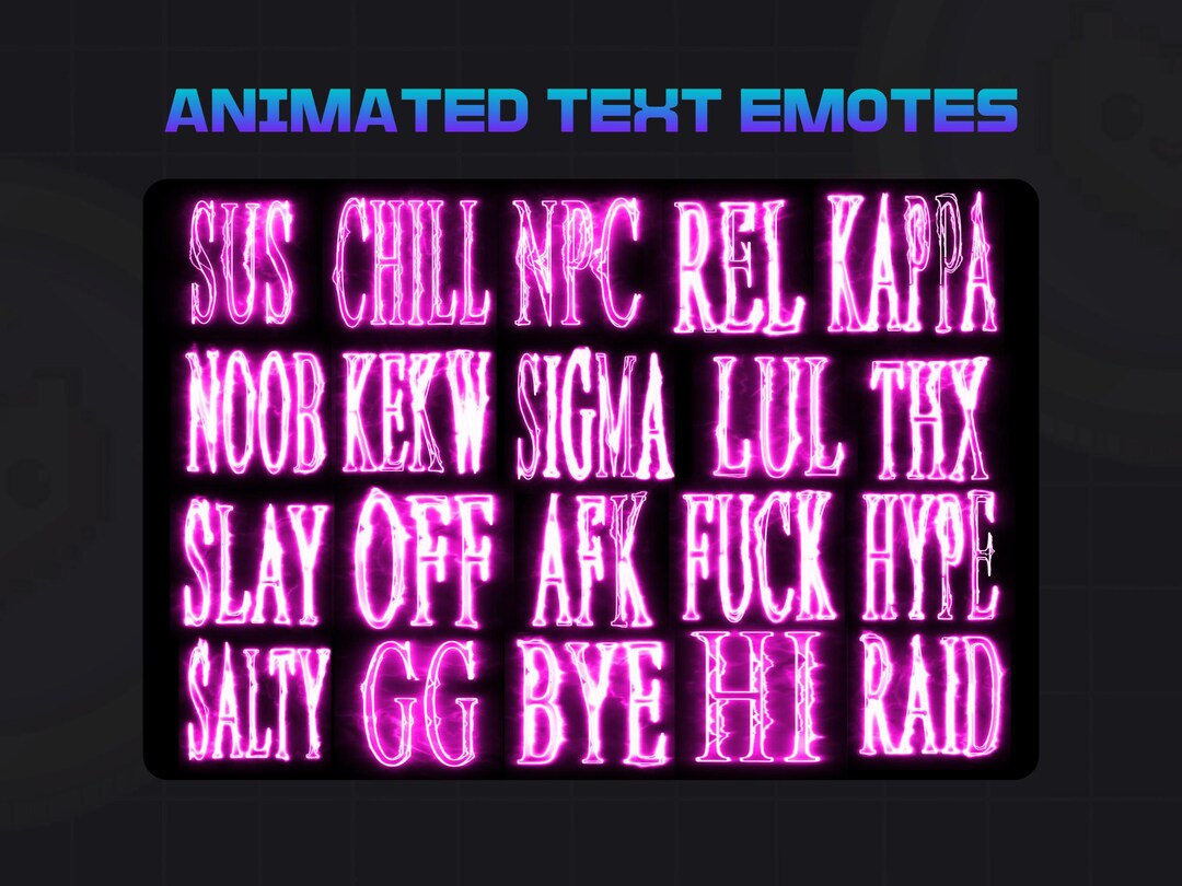 20 Animated Neon Text Twitch, Youtube and Discord Emotes Bundle - Etsy