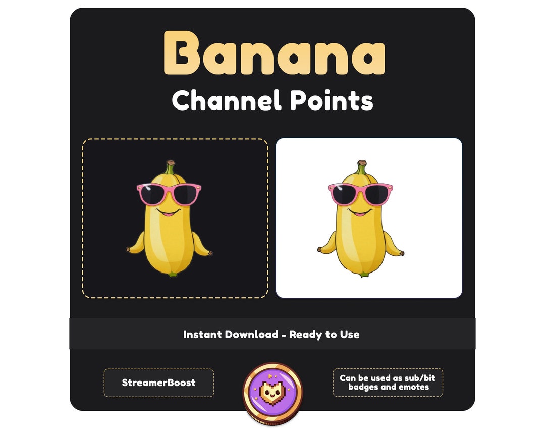 Banana Twitch Channel Point / Emote / Kawaii PNG Twitch Design - Etsy
