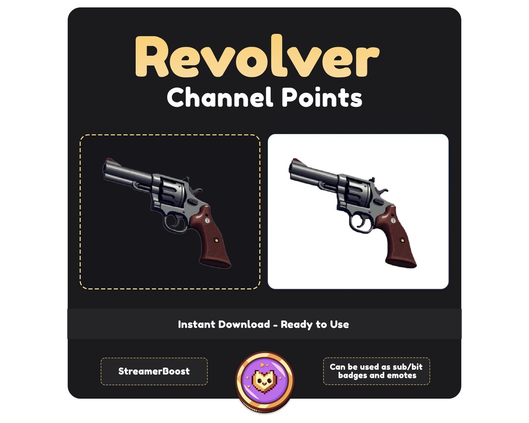 Revolver Gun Pixel Art Twitch Emote Channel Points Reward | Digital ...