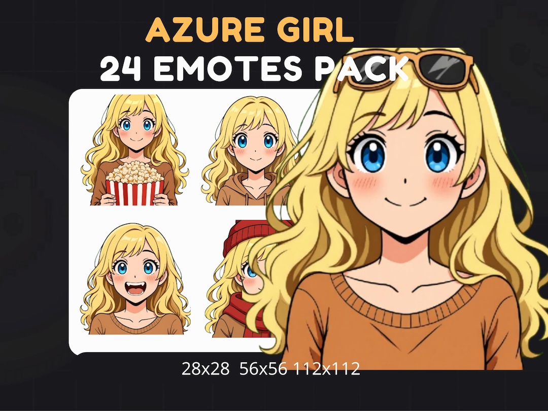 Azure Anime Girl Emotes Pack, Stream Assets - Etsy
