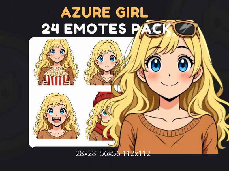 Azure Anime Girl Emotes Pack, Stream Assets - Etsy