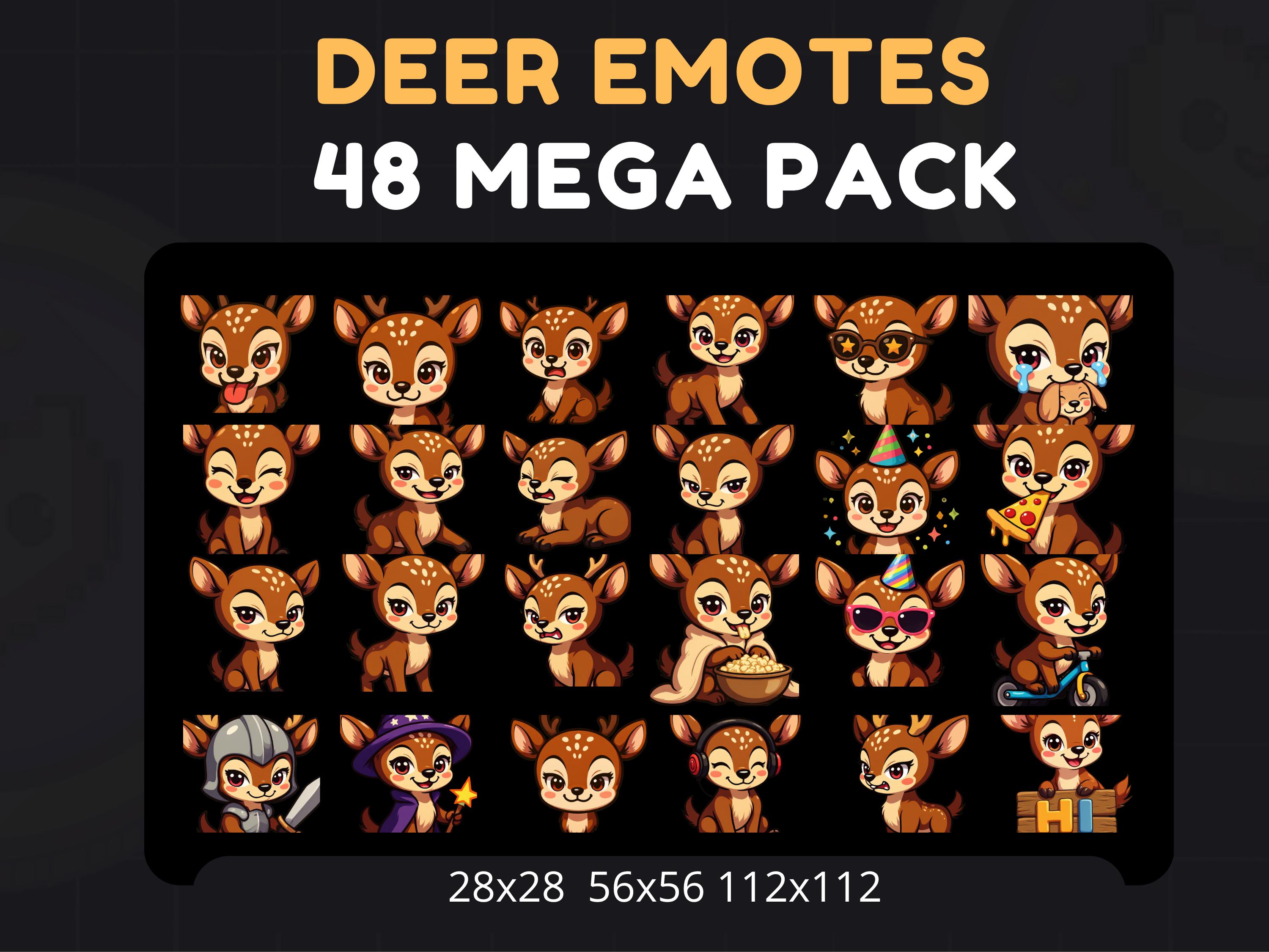 48 Cute Deer Emotes Pack for Twitch & Discord, Fawn Emotes, Twitch ...