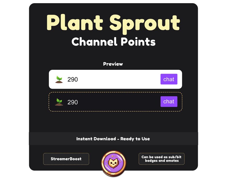 Plant Sprout Twitch Channel Point Emote Nature-themed Twitch Icon Green ...