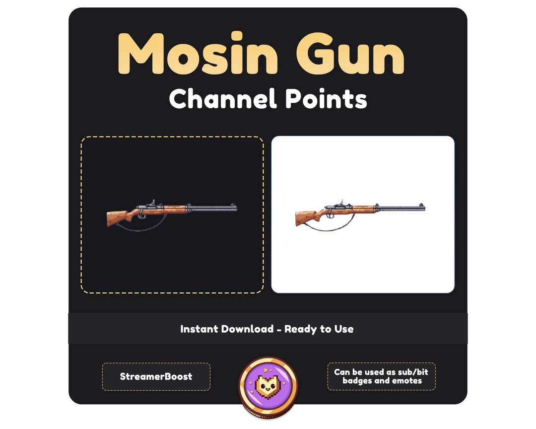 Mosin Rifle Gun Pixel Art Twitch Emote Channel Points Reward Digital ...