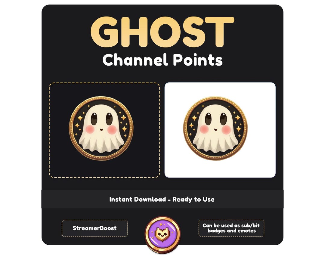 Cute Ghost Channel Point Icon Kawaii Emote for Twitch and Discord ...