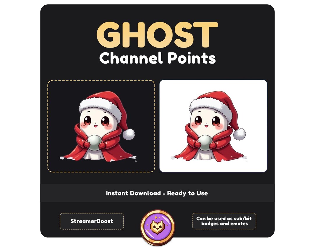 Christmas Ghost Emote | Cute Ghost With Snowball | Ghost With Santa Hat ...