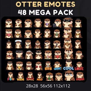 48 Otter Twitch Emotes, Discord Stream Assets Package, Twitch Emojis ...