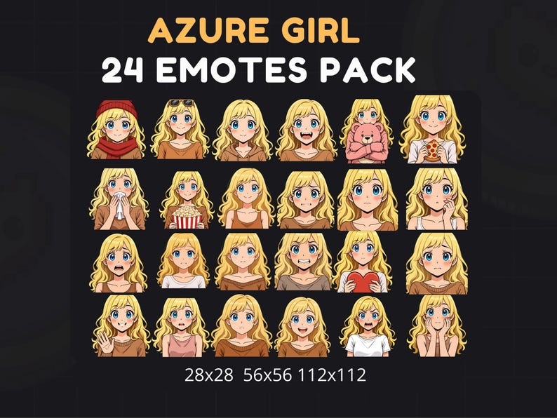 Azure Anime Girl Emotes Pack, Stream Assets - Etsy