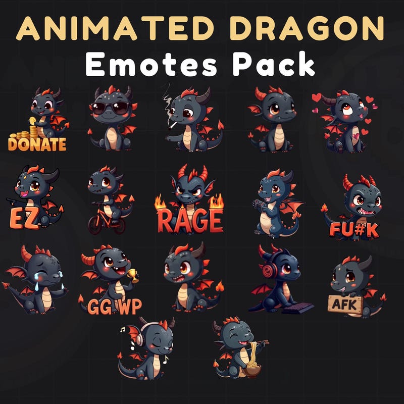 Cute Dragon Emotes Twitch - Etsy