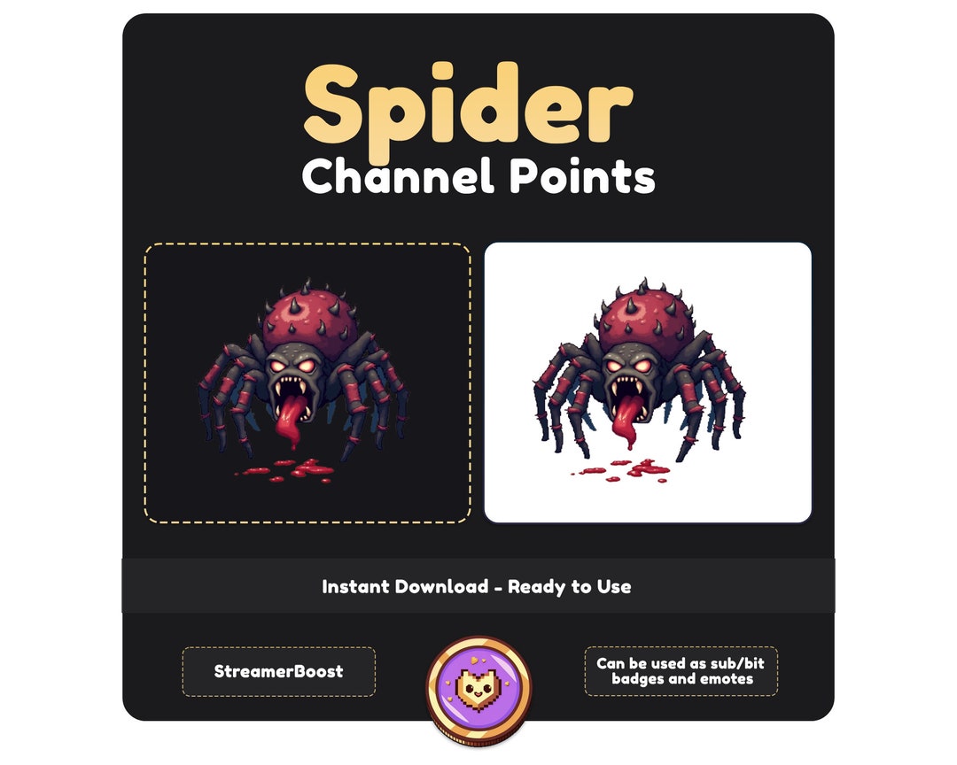 Spooky Venomous Spider Twitch Emote Custom Stream Asset Channel Points ...