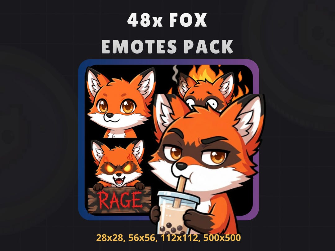 48x Fox Emotes Stream Package - Etsy