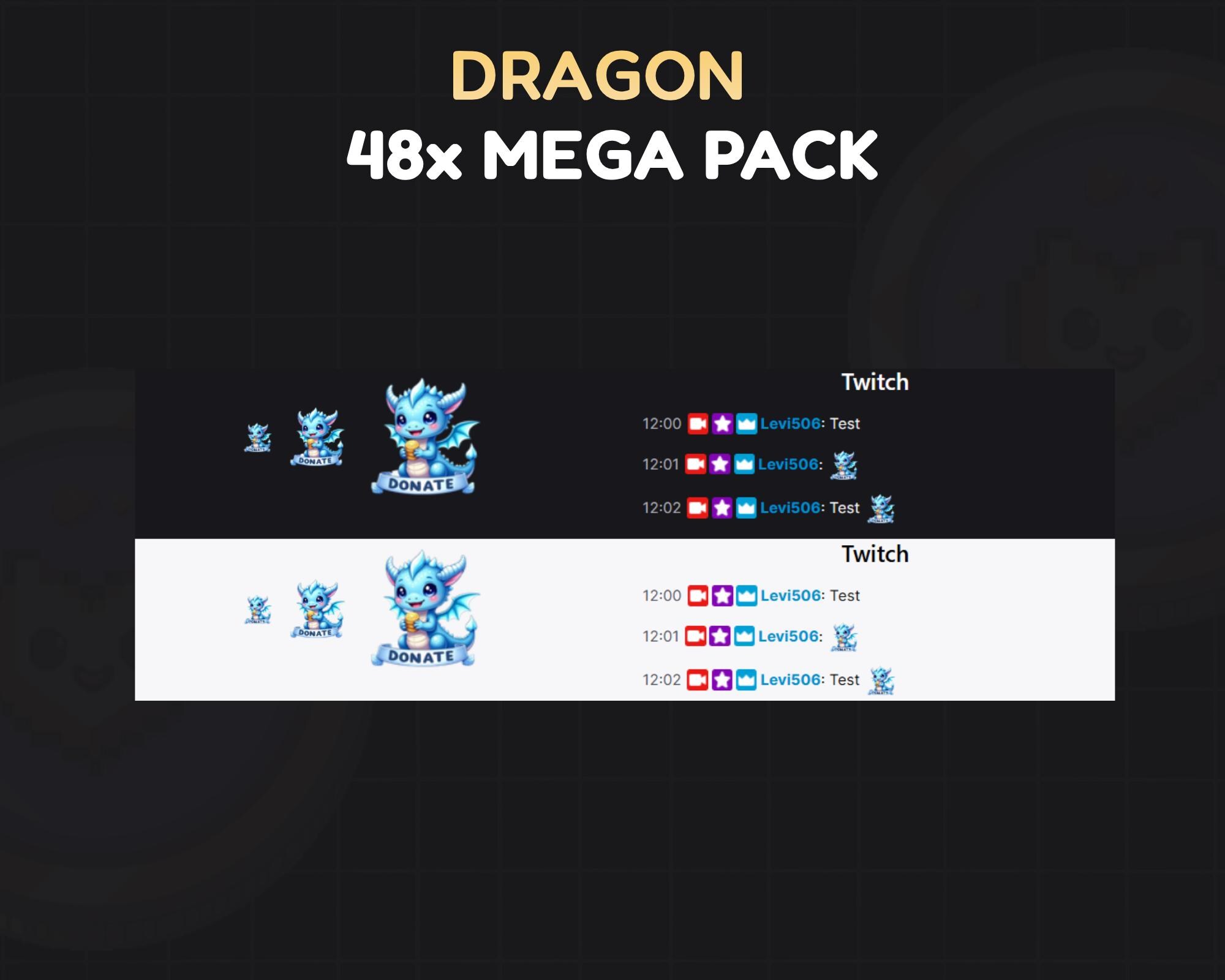 Ice Dragon Twitch 48x Discord Emote Pack | Cute Gaming Channel Points ...