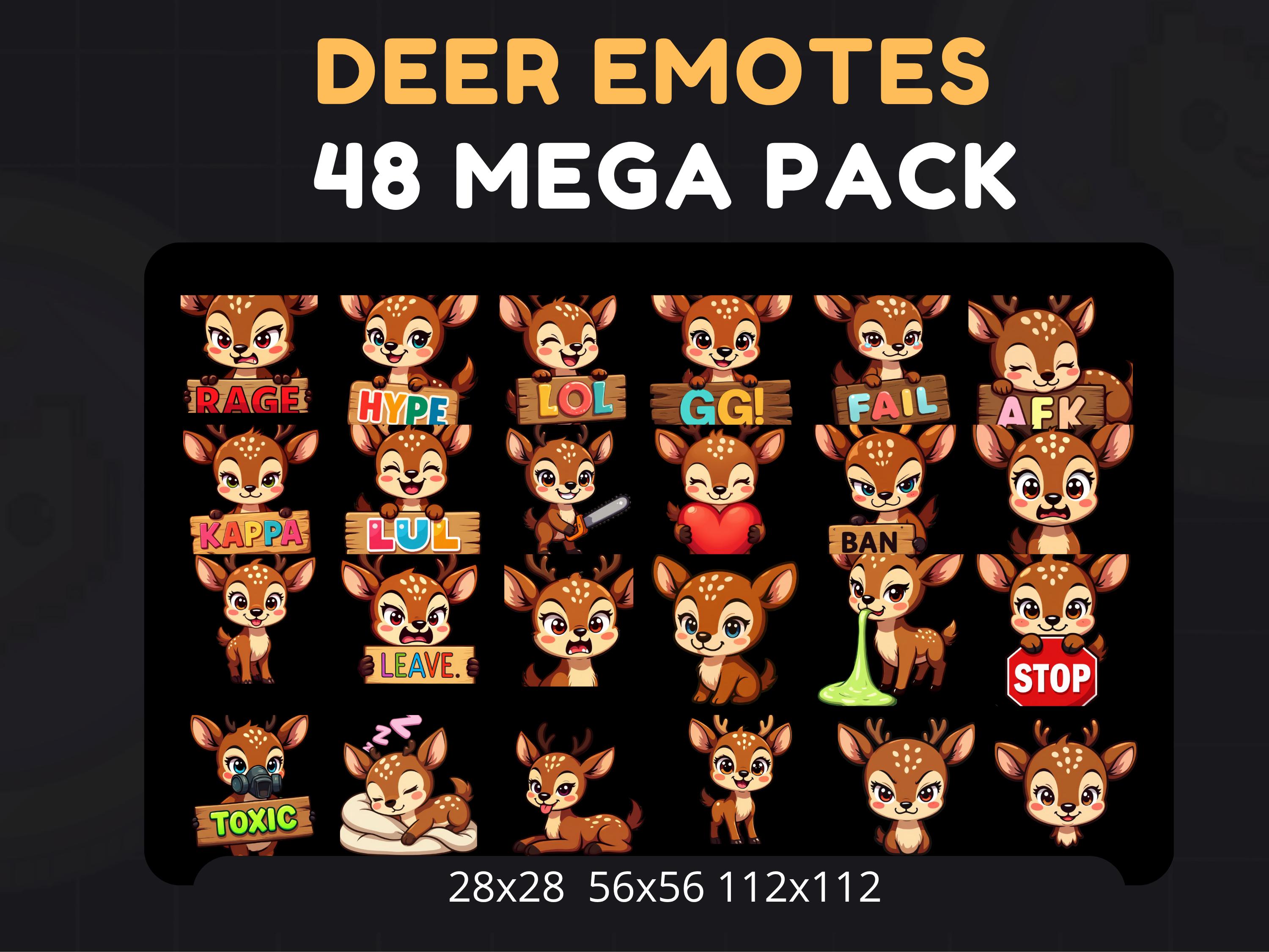 48 Cute Deer Emotes Pack for Twitch & Discord, Fawn Emotes, Twitch ...