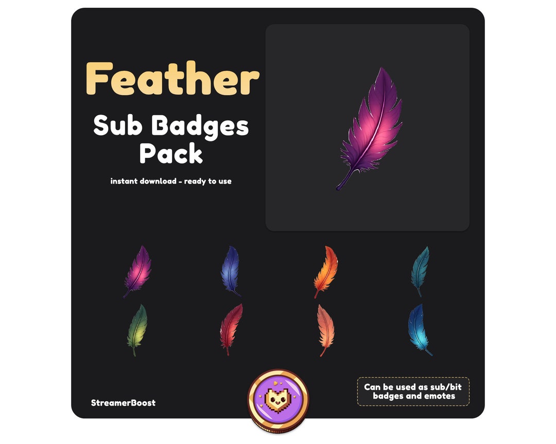 Feather Twitch Sub Badges - Channel Point Icons - Colorful Bird ...
