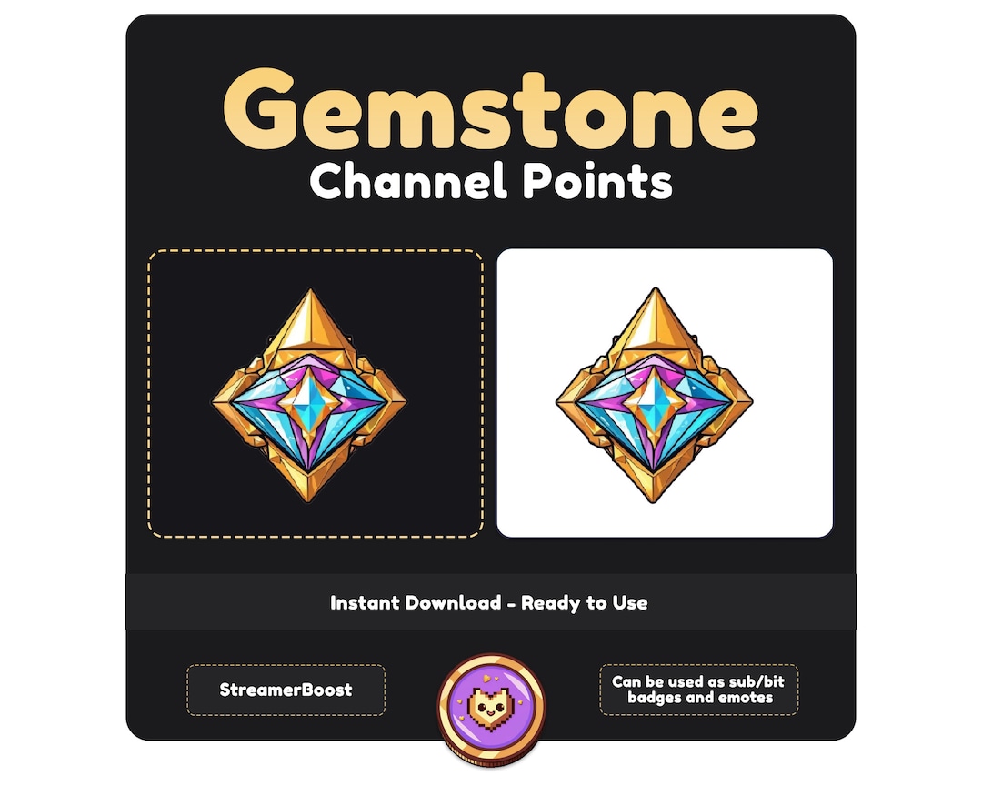 Gemstone Twitch Channel Point | Emote | Badges| PNG| STREAM | GEMS - Etsy