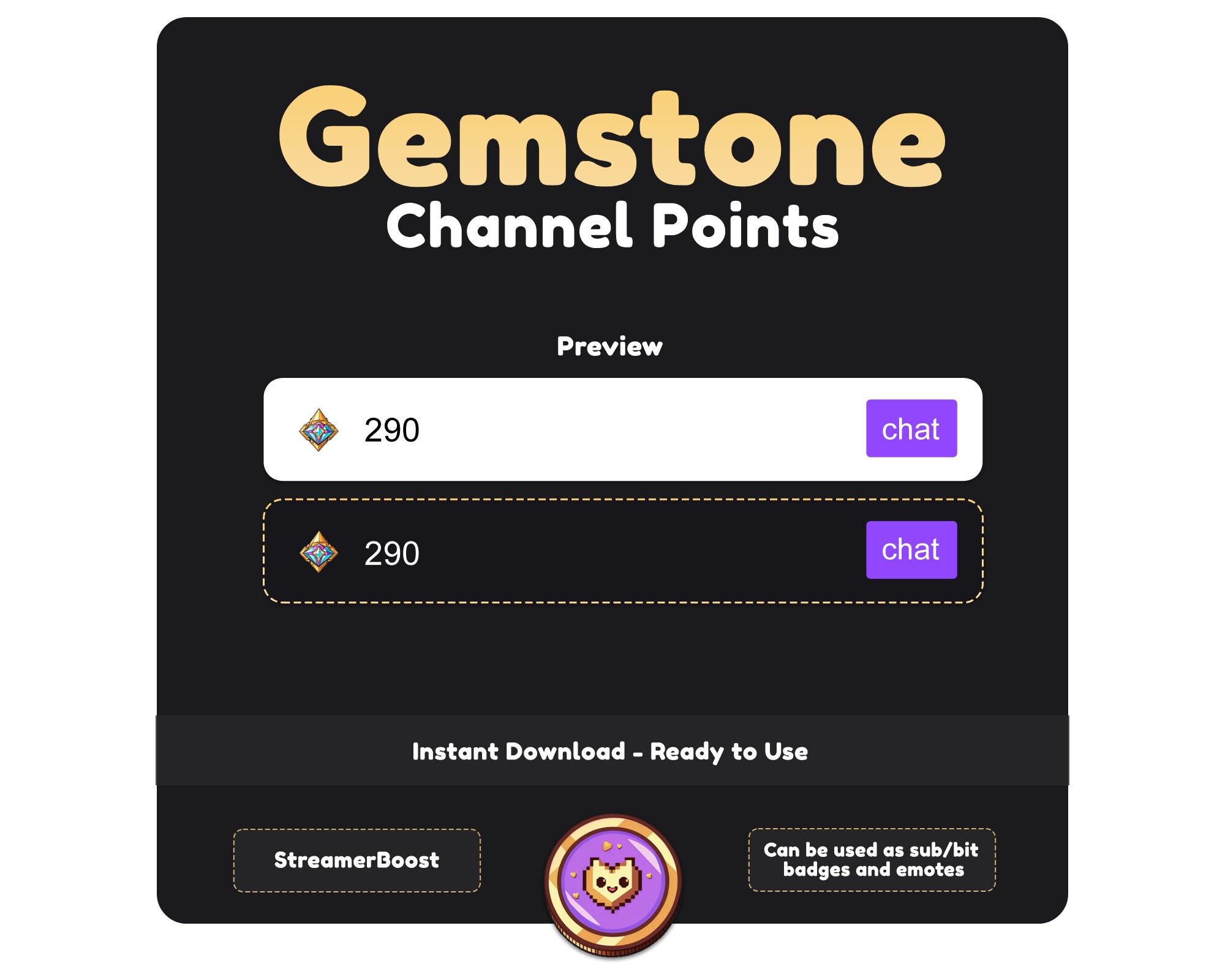 Gemstone Twitch Channel Point Emote Badges PNG STREAM GEMS - Etsy