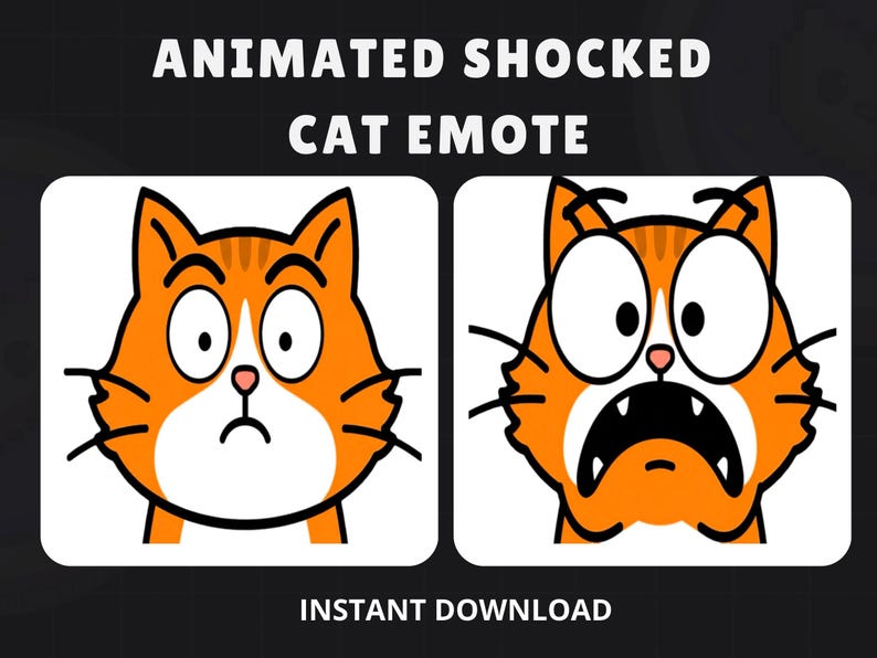 Animated Shocked Cat Emote, Stream Assets - Etsy