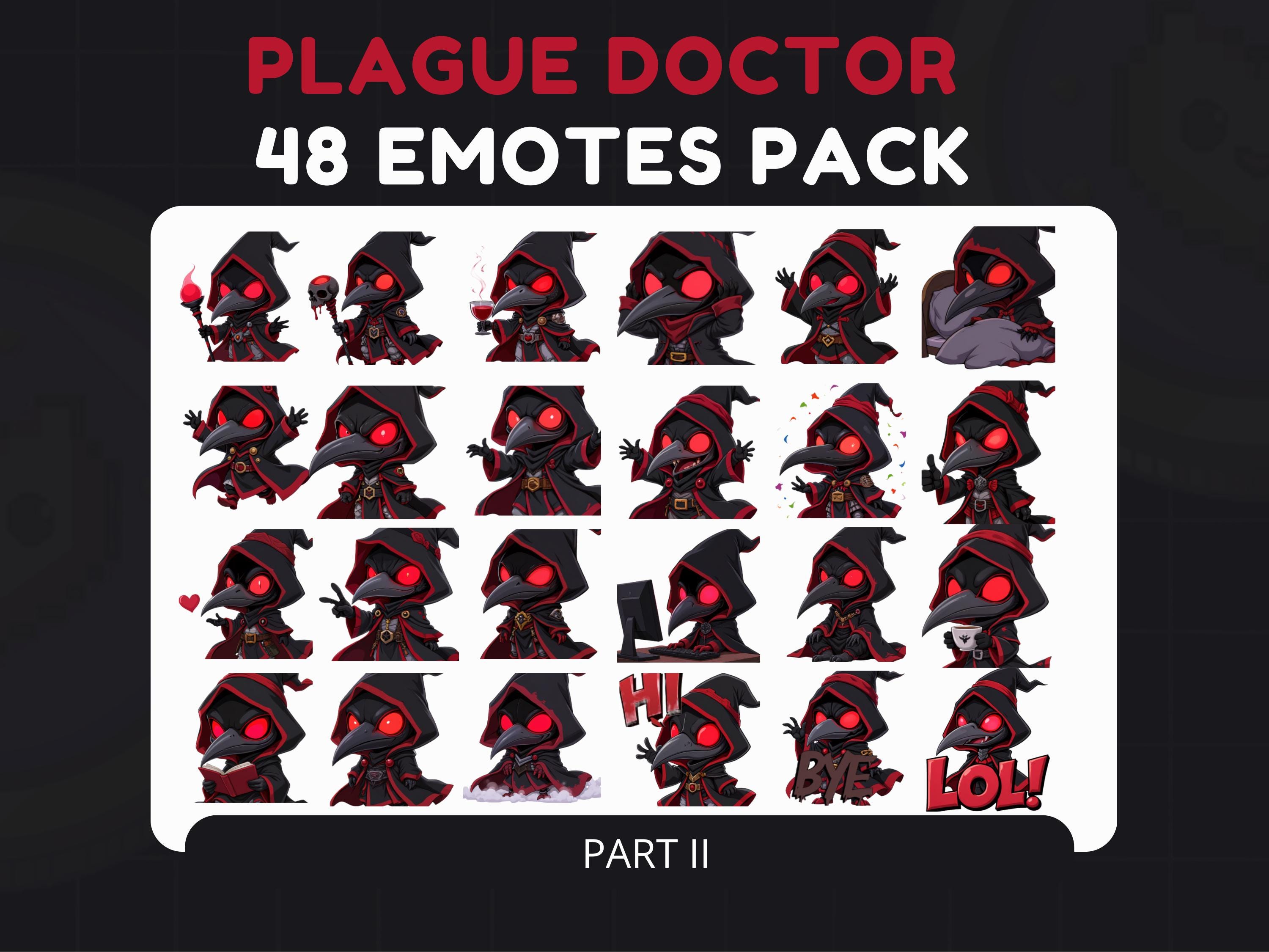 48 Plague Doctor Emotes: Red Eyes, Spooky Twitch Stream Package - Etsy
