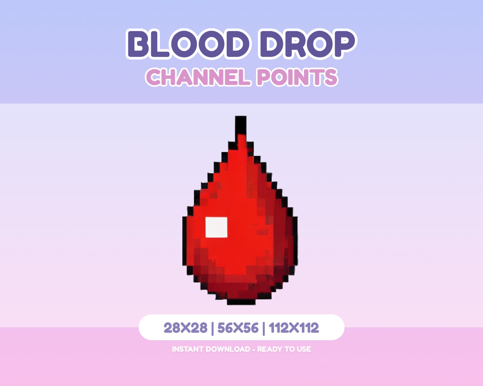 Blood Drop Channel Points Icon Pixel Art Emote - Etsy