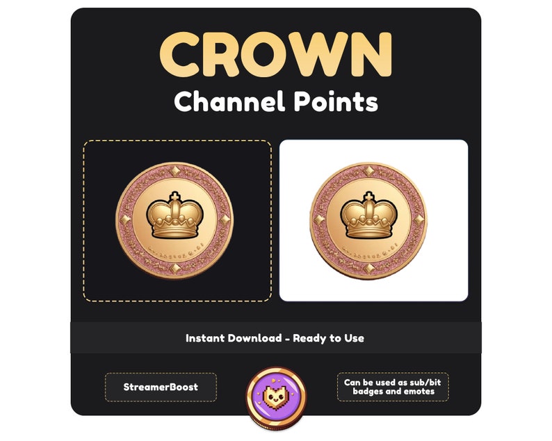 Crown Coin Channel Points Icon | Twitch Emote | Coin Emote | Discord ...