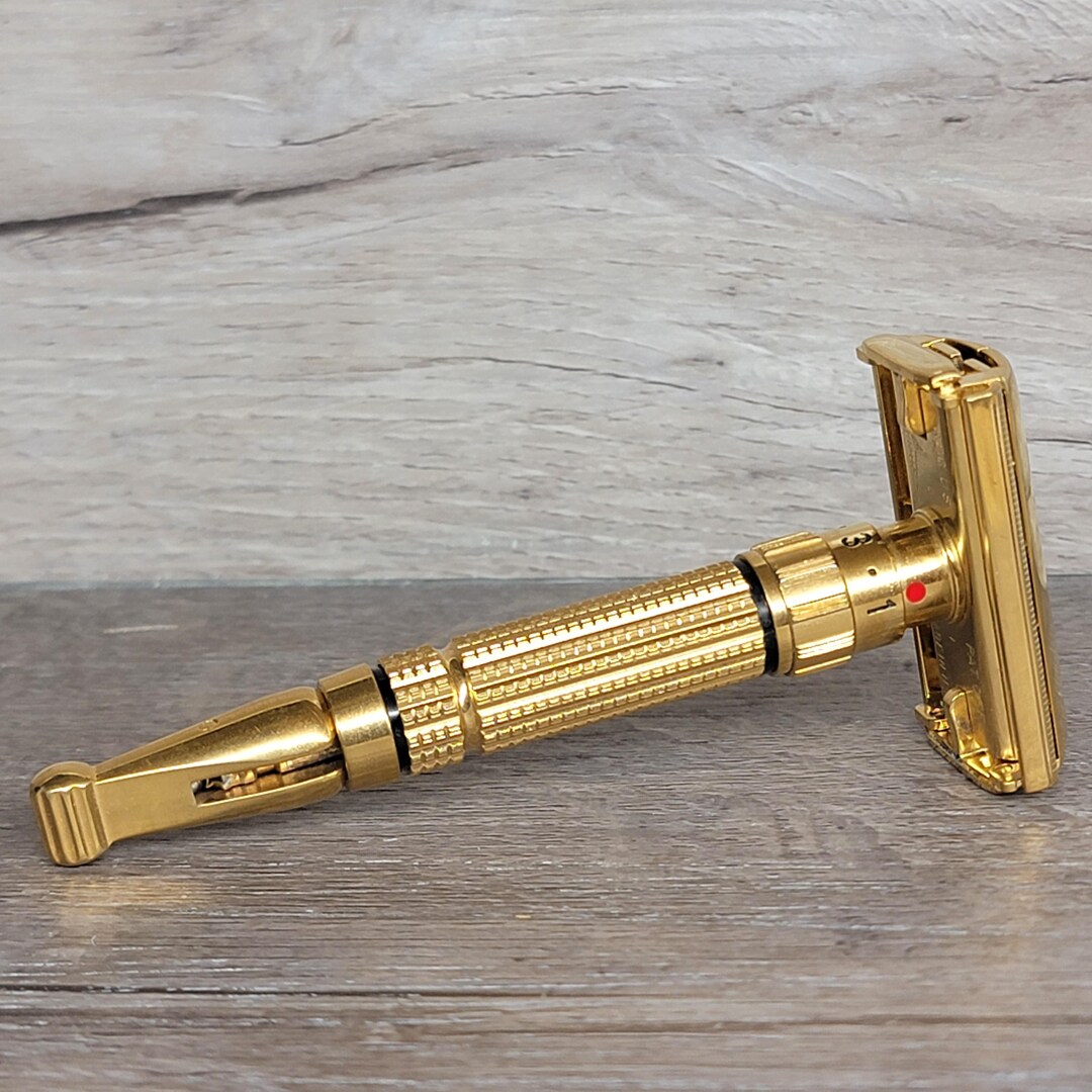 Gillette-toggle D-1 1958 Vintage Safety Razor replated Mirror Gold - Etsy