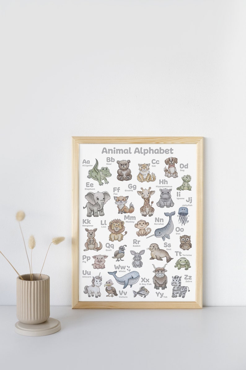 Animal Alphabet Poster Digital Download Educational Poster Classroom ...
