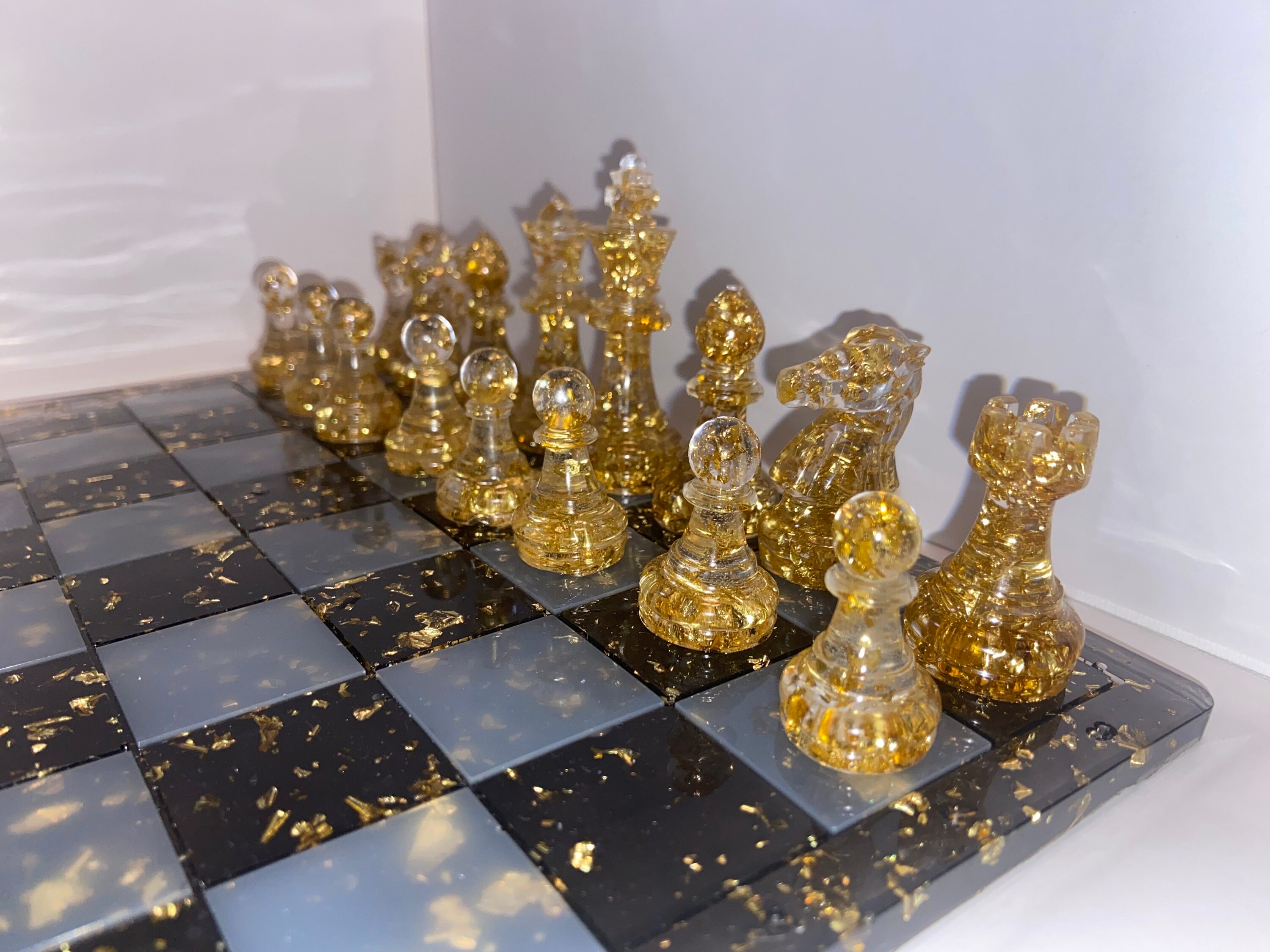 Custom Chess Board, Handmade Chess Set, Resin Chess Pieces, Colorful ...