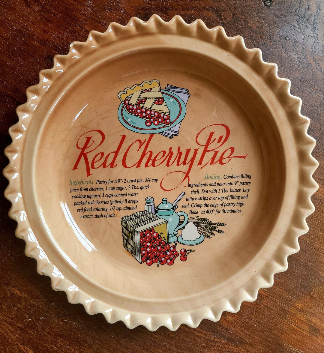 Vintage Red Cherry Pie Plate - Etsy