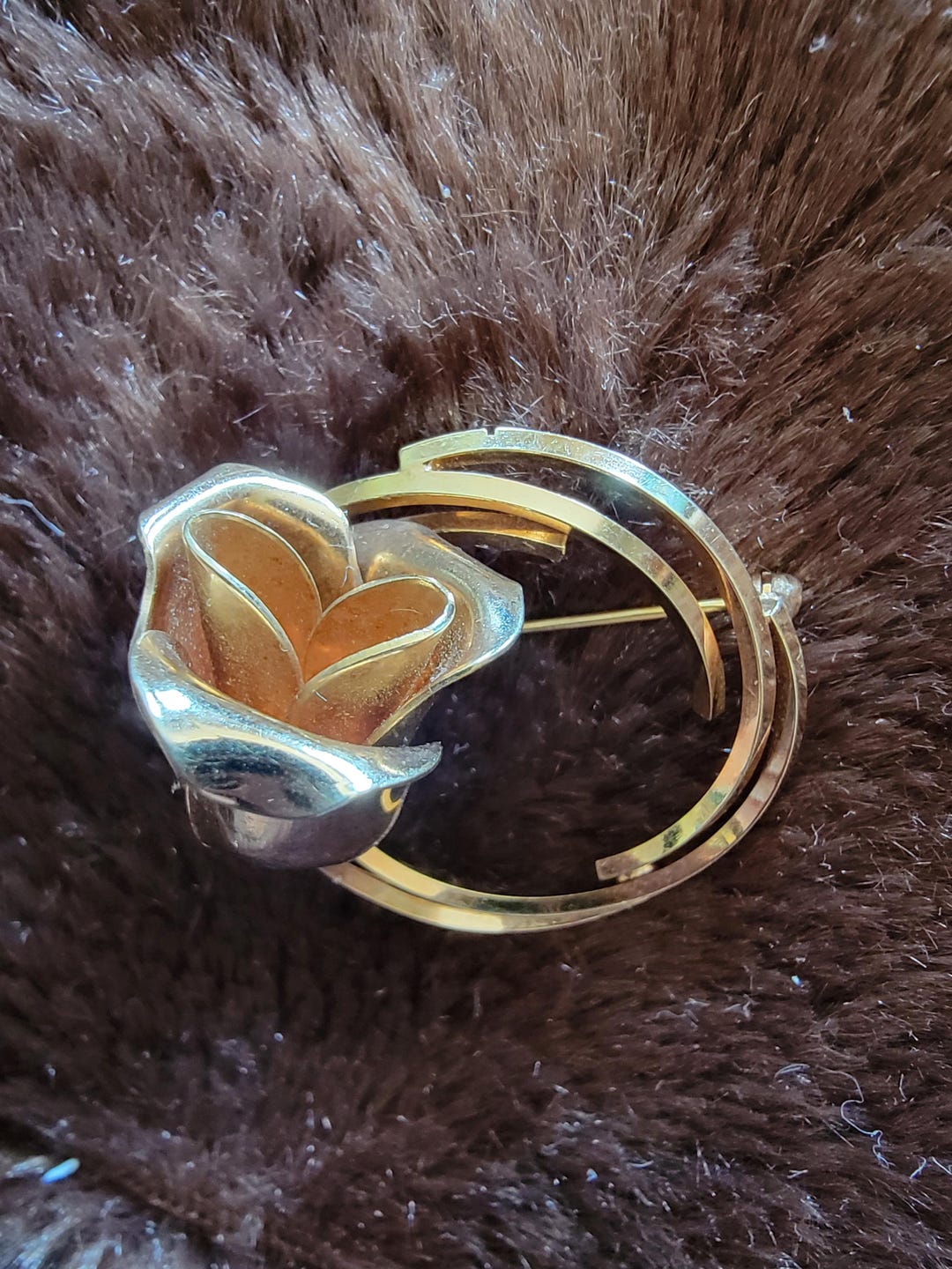 Vintage 12K Gold Filled Brooch Flower Rose Petal Natural Design ...
