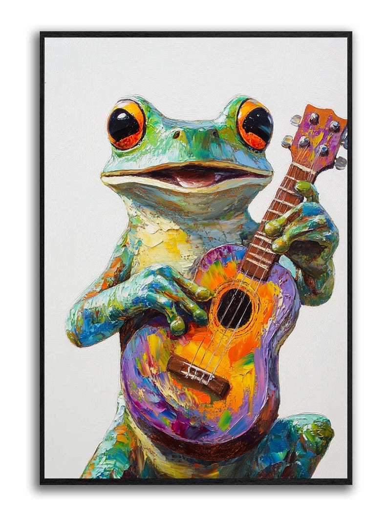 Funny Frog Canvas Art, Guitar, Colorful Wall Decor - Etsy