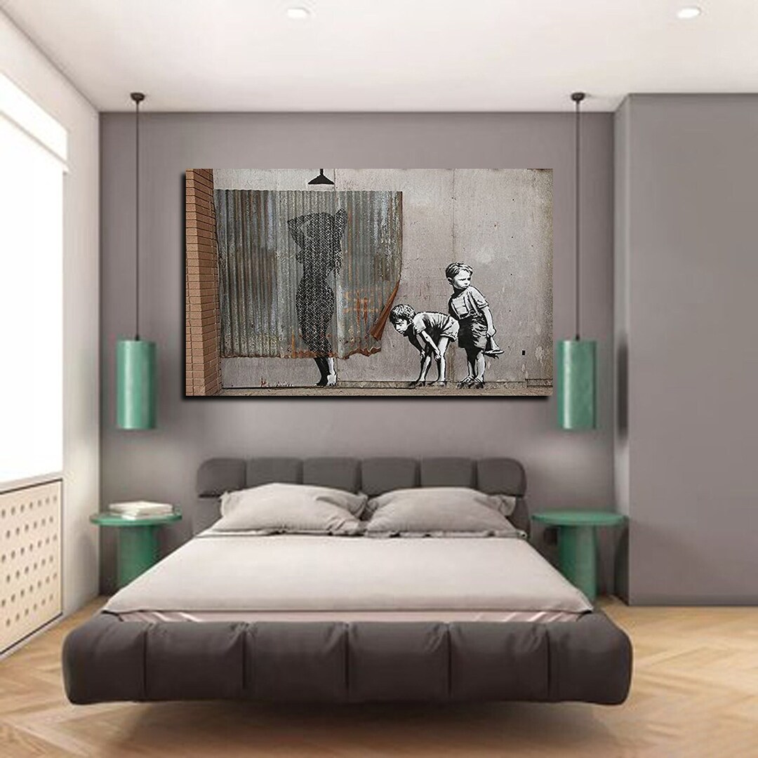 Lady Shower Banksy Canvas Wall Art Banksy Wall Art Cool Poster Cool Art ...