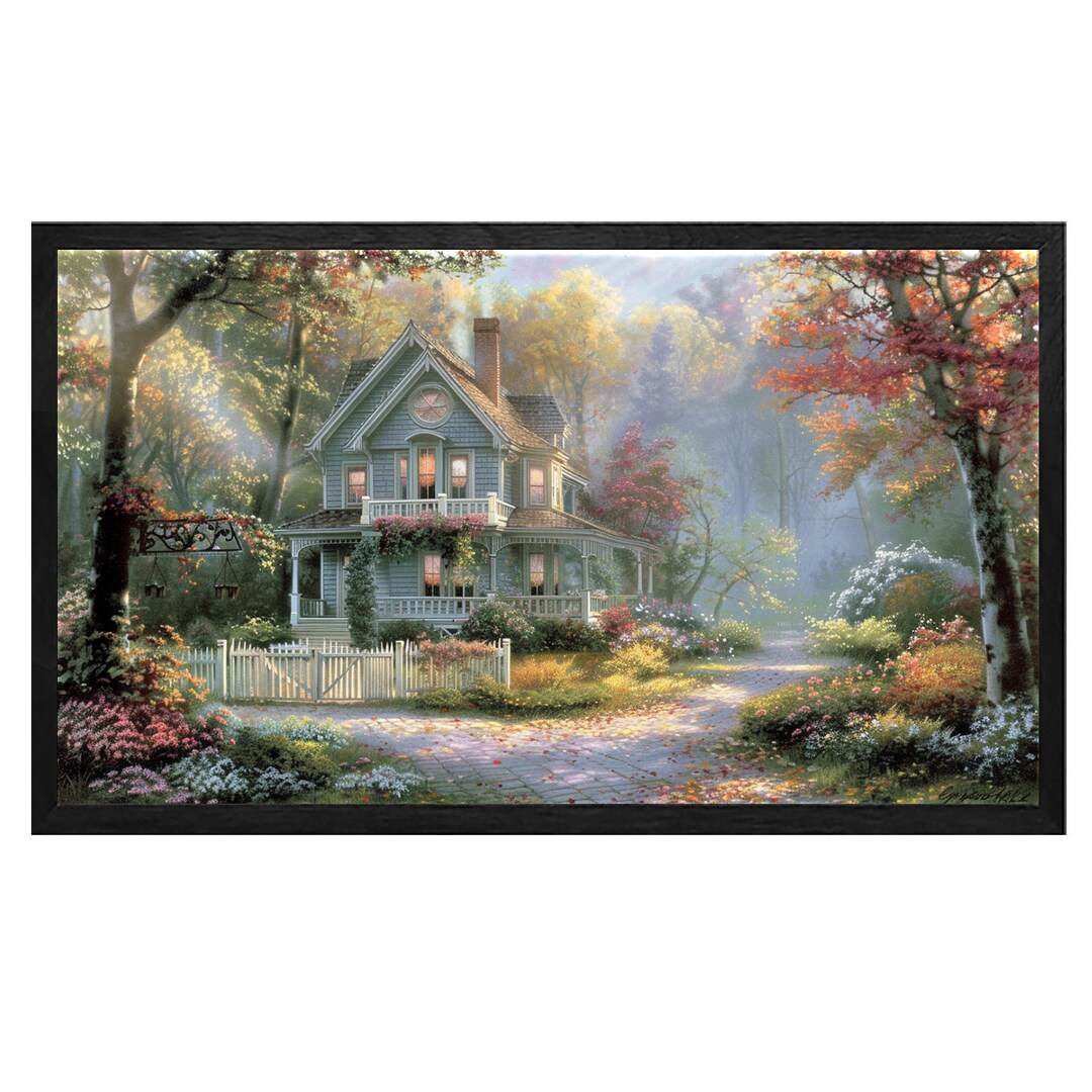 Victorian Cottage Garden Canvas Print, Countryside Landscape Wall Art ...