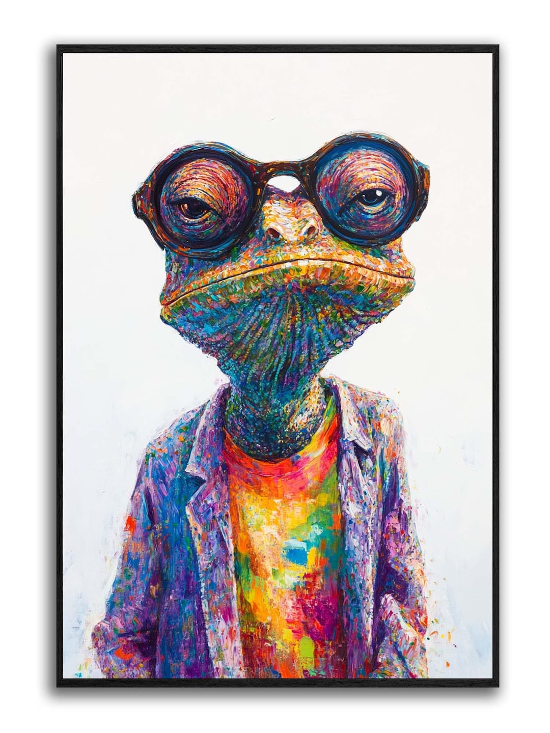 Funny Lizard Canvas Art,lizard With Glasses Wall Art,gecko Art ...