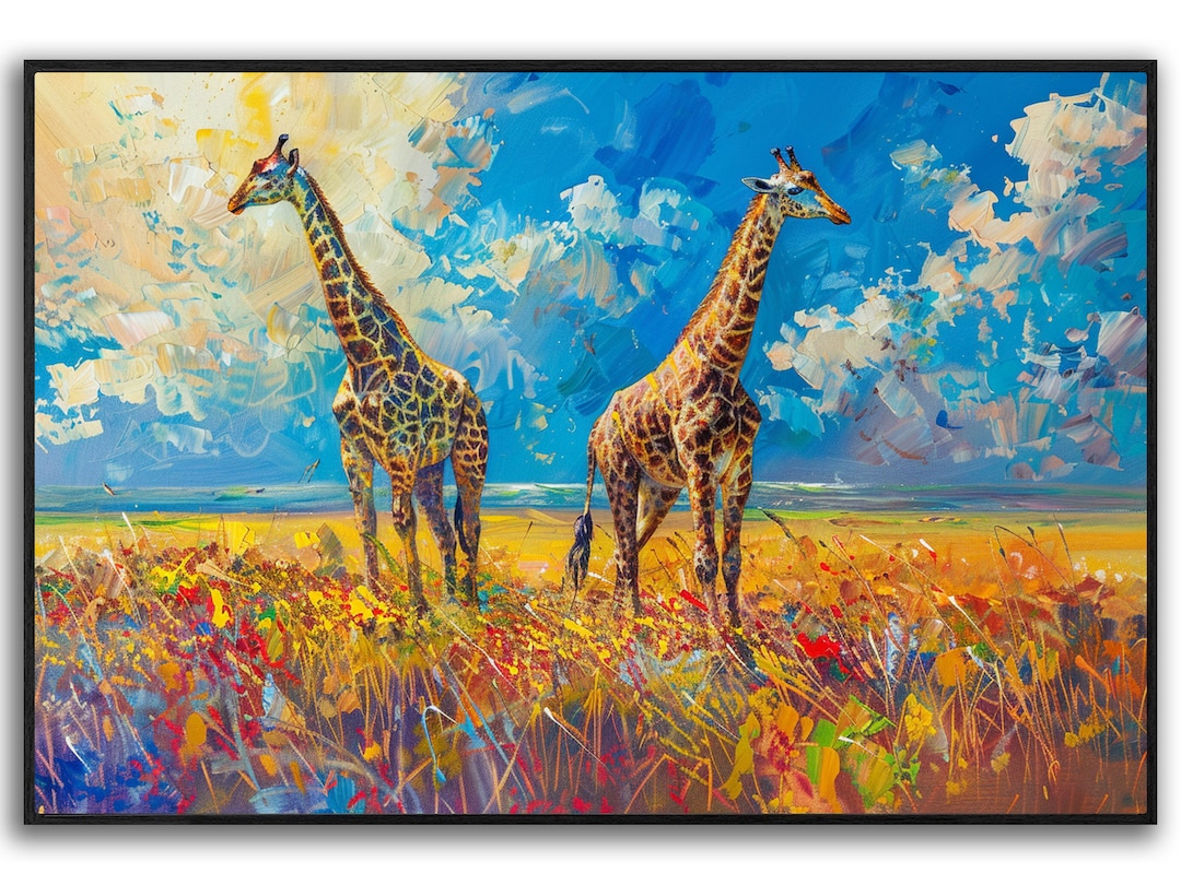 Giraffe Canvas Art Giraffe Painting on Canvas Animal Canvas Art Giraffe ...