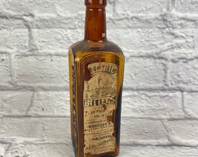 Vintage Antique Amber Glass ELECTRIC BITTERS Bottle - Etsy